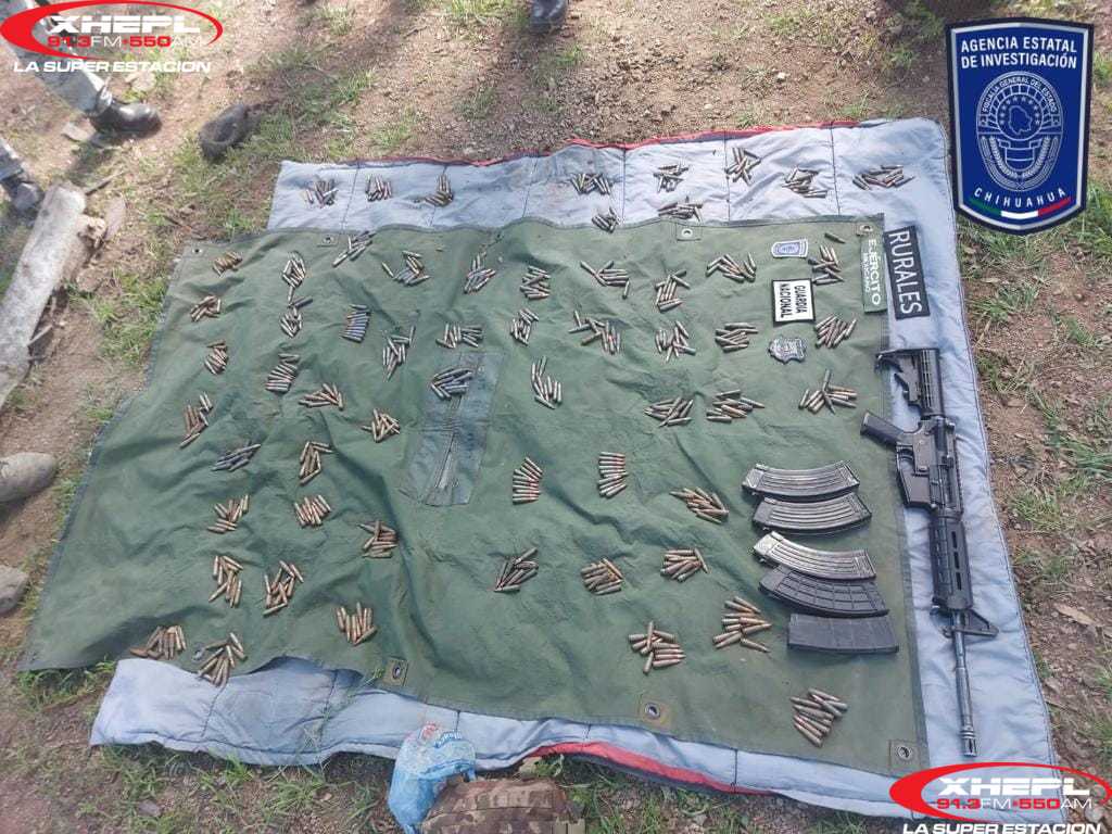 Asegura Operativo Conjunto arma larga y parque en campamento en Madera